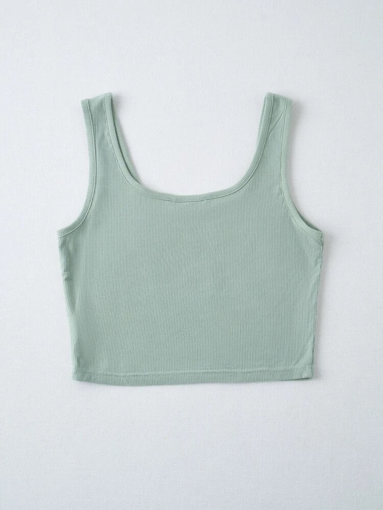 Teen Solid Mint Green Rib Fitted Tank Top – TEENTOPS